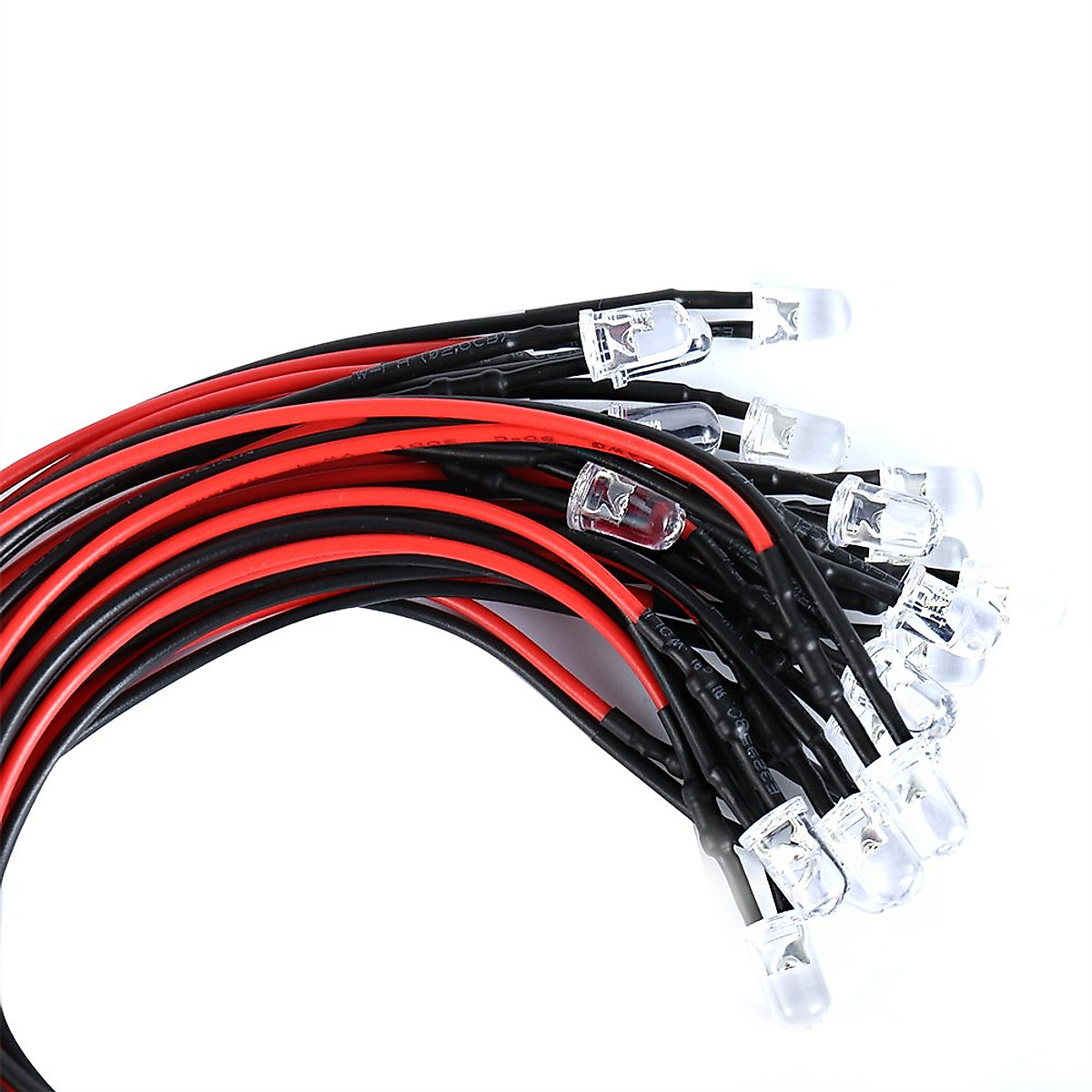 LAOMAO 1 Pack (20 Bulbs) 5mm 12V DC White LED Pre-Wired Round Top Bulb Lamp For DIY Car Boat Toys Parties (5mm, White)