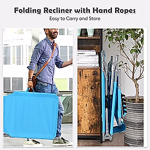 Tangkula Beach Chaise Lounge Chair with Hole for Face, Patio Folding Adjustable Reclining Beach Sunbathing Chair with Side Pocket, Portable Face Down Tanning Chair for Outdoor Backyard Poolside (2)