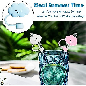 6pcs Straw Covers Cap for Stanley Cup,Cute Cloud Silicone Straw Tip Covers for Stanley 30 & 40 Oz Tumbler with Handle (Cloud)