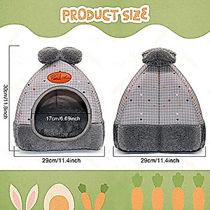 YUEPET Bunny Bed Warm Guinea Pig Cave Beds Cute Bowknot House Big Hideouts Cage Accessorie for Dwarf Rabbits Hamster Bunny Ferrets Rats Hedgehogs Chinchilla (Grey)