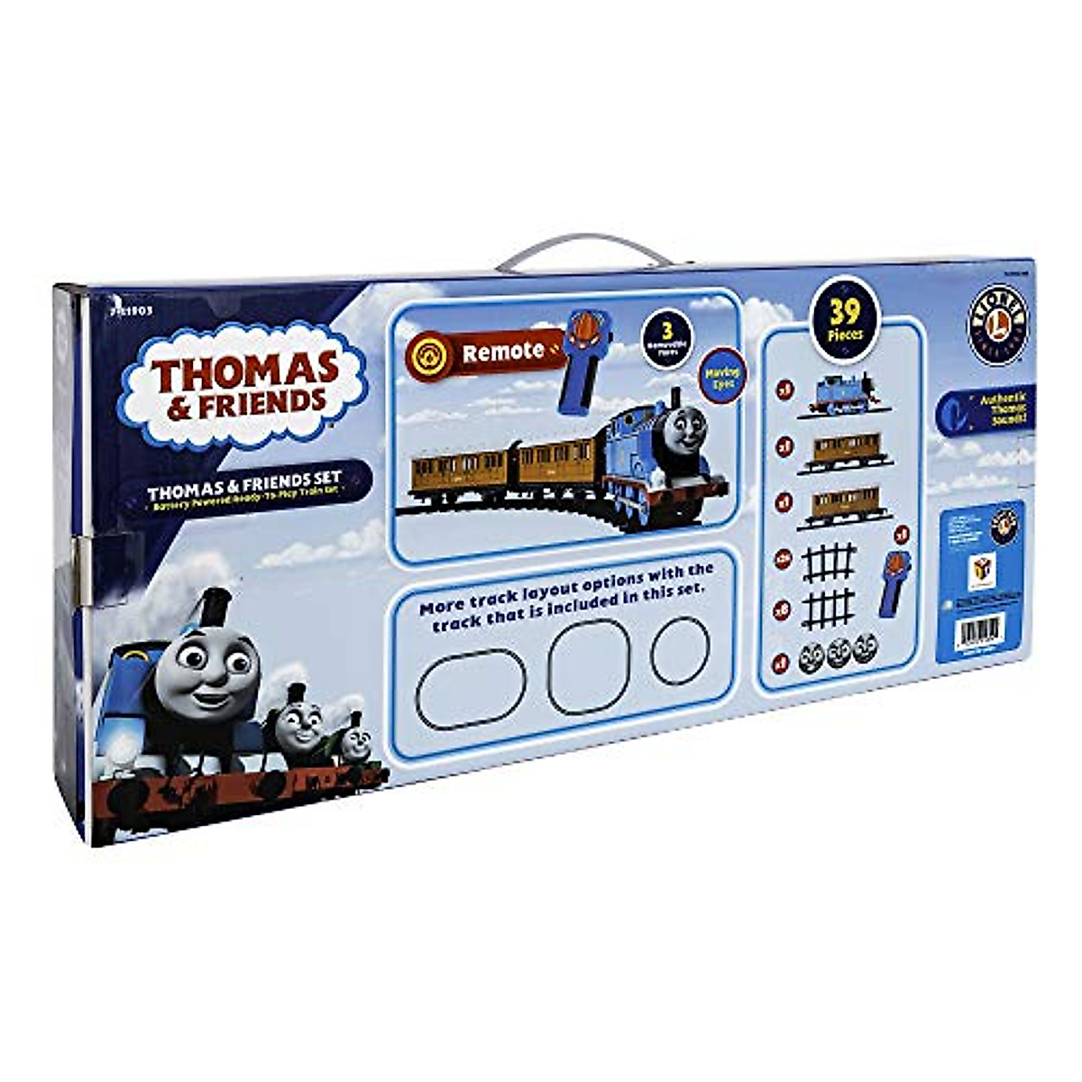 Lionel Battery-Operated Mattel Thomas & Friends Toy Train Set with Locomotive, Train Cars, Track & Remote with Authentic Train Sounds, & Moving Eyes for Kids 4+