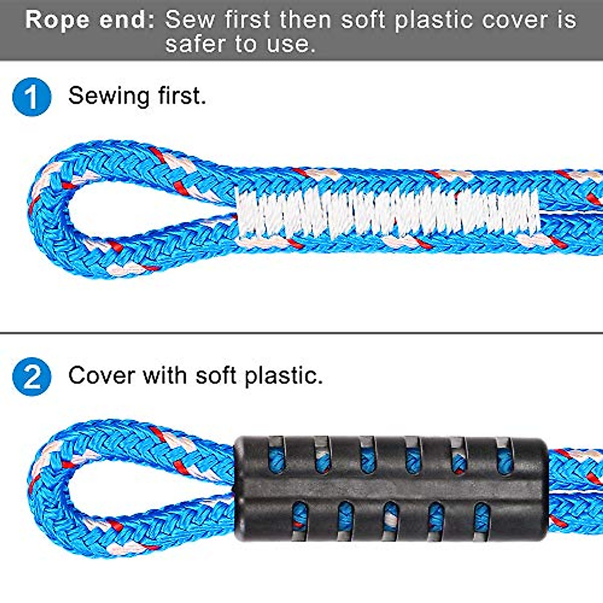 BeneLabel Poseidon Series Sewn Prusik Loops Ropes, Safety, 19", Diameter 2/5", 2 Pack, Blue