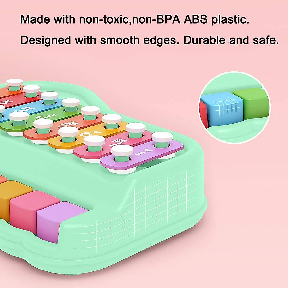 Oprala 2 in 1 Baby Piano Xylophone for Toddlers 1-3 Years Old, 8 Multicolored Key Keyboard Baby Xylophone Piano, Preschool Educational Musical Learning Instruments Toy for Baby Kids Girls Boys