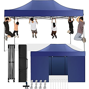 COBIZI 10x15 Pop Up Canopy with 4 Sidewall(Dark Blue)