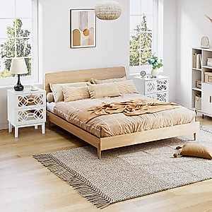 VINGLI White Nightstand Set of 2, Nightstands with Mirror Front Drawers, Bed Side Table/Night Stand, Modern Nightstand, Mirrored Nightstand with Drawer for Bedroom, Kids’ Room, Living Room, Wood