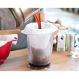 Cravin Supply Co. Tea, Coffee Cloth Strainer with Wood Handle, Reusable, Traditional Thai Style Tea Filter, white/wood, 5 inches