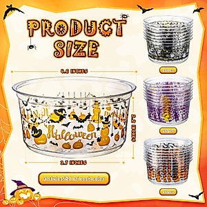 Funnymoom 60 Pcs Halloween Candy Bowl Trick or Treat Plastic Serving Bowl Tableware Halloween Candy Dish Halloween Party Supplies Salad Bowls Plastic Serving Bowls for Halloween Party