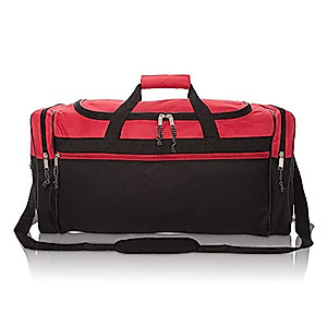 DALIX 25" Extra Large Vacation Travel Duffle Bag in Red and Black
