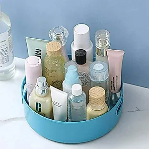 Multi-Function Rotating Tray, Multi-Function Rotating Storage Rack Kitchen Spice Organiser, Kitchen Organizer, Cosmetics Organize, Multi-Function Non-Slip 360° Rotary Organizer Tray (Blue)