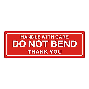 FirstZi 1x3 Inches Handle with Care - Do Not Bend - Thank You Self Adhesive Shipping Warning Labels for USPS Envelope, 1000 Stickers Per Roll