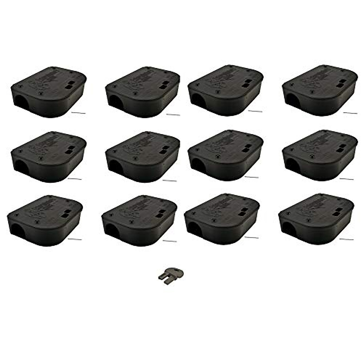 Exterminator’s Choice - Mice Bait Station - Includes 12 Small Bait Station and One Key - Heavy Duty Bait Box for Mice and Other Pests - Durable and Discreet