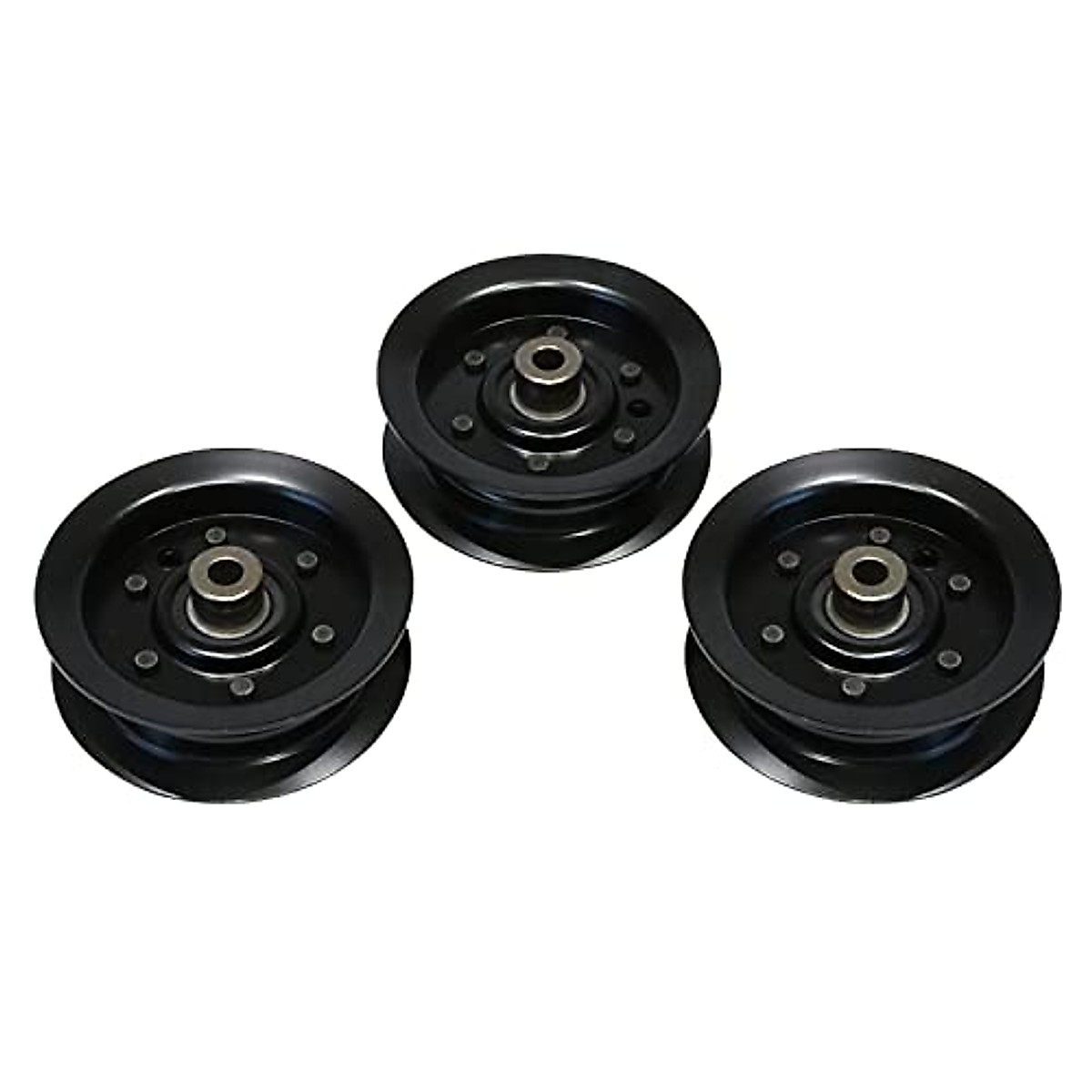 3PCS Black Flat Idler Pulley Compatible with Exmark Toro 50 54 inch Deck Quest E-Series S-Series Timecutter 106-2175 , 132-9420