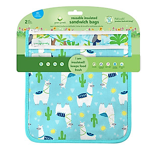 green sprouts Reusable Insulated Sandwich Bags (2 Pack) | Holds Food, Utensils, Wipes & More | Keeps Food Fresh | Food-Safe, Waterproof, Easy-Clean Material