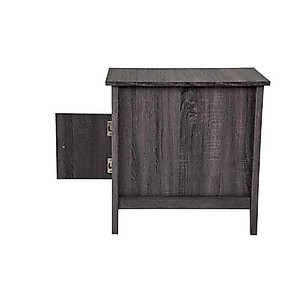 Nightstand with one-Door Storage Cabinet and Open Shelf