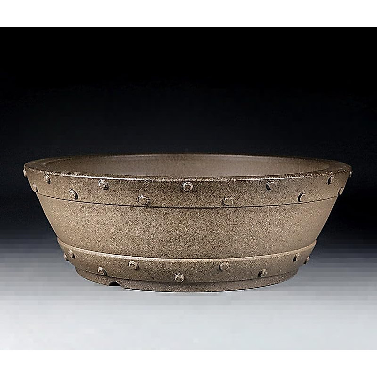 Bonsai Pot unglazed Round Shape 12 inch Refined Hand-Made by China Folk Old Artists Made of Famous Yixing Clay for Home Garden Bonsai Living.