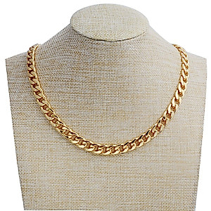 Gold Chain, 24" Gold Necklace, Fake Gold Chain for Men, Feel Real Solid 18k Gold Plated Fake Chain Necklace 24 Inch 10MM