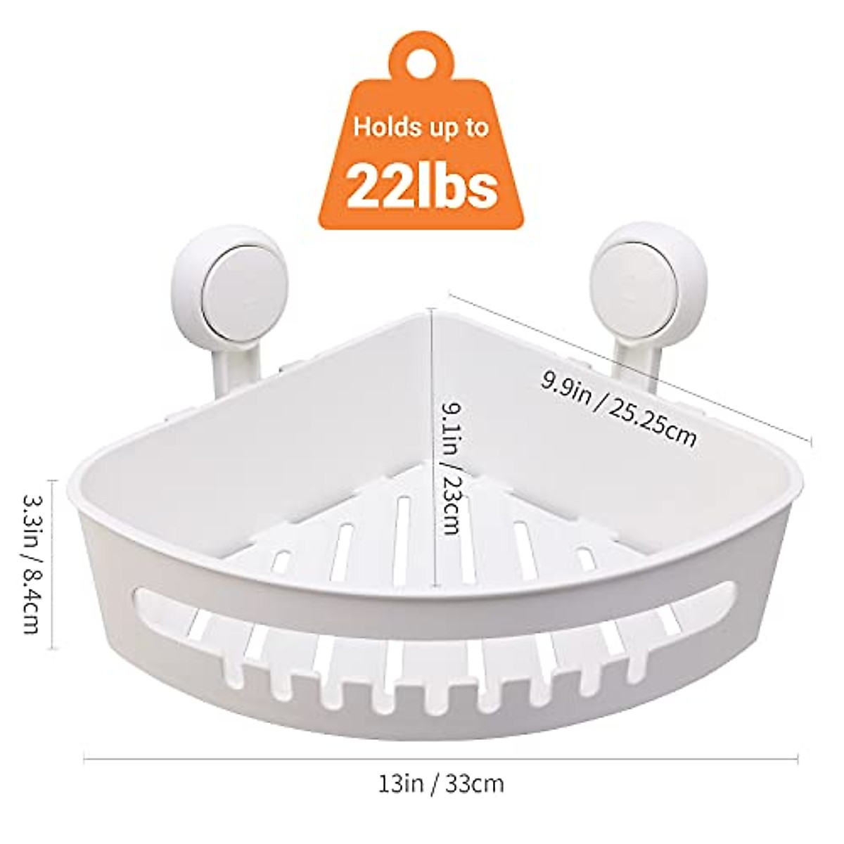 SWAMTIK Corner Shower Caddy with Soap Dish Suction Cup Shower Shelf for Shower Wall Corner Caddy No Drilling Shower Soap Holder for Bathroom Bathtub - White