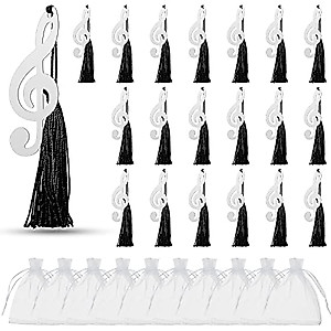 48 Pcs Musical Notes Bookmarks with Elegant Silk Tassel 48 Pcs White Organza Bags Music Metal Bookmarks Music Party Favors Gifts for Wedding Guests Children School Office Supplies