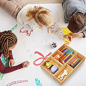 Fabsome Bamboo Drawer Organizer Box Set, 5 Individual Storage Containers for Makeup Utensil, Drawer Organization for Kitchen, Vanity, Dresser, Pantry, Garage, Office