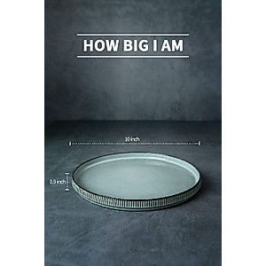 famiware Star Dinner Plates for 6, 10 inches Plate Set, Scratch Resistant, Stoneware Dinnerware, Kitchen Modern Rustic Serving Dishes, Smoky Blue