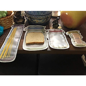 Mason Jar Zipper Bags, 20Pcs Reusable Storage Bags Mason Bottle Shape Storage Bags Portable Mason Jar Stand-Up Leakproof Food Saver Bags For Home Kitchen