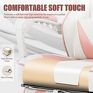 Zeanus Gaming Chair Pink Game Chair for Girls High Back Gaming Chairs for Adults Reclining Computer Chair with Footrest Ergonomic Gamer Computer Chair with Massage Gaming Chair for Women