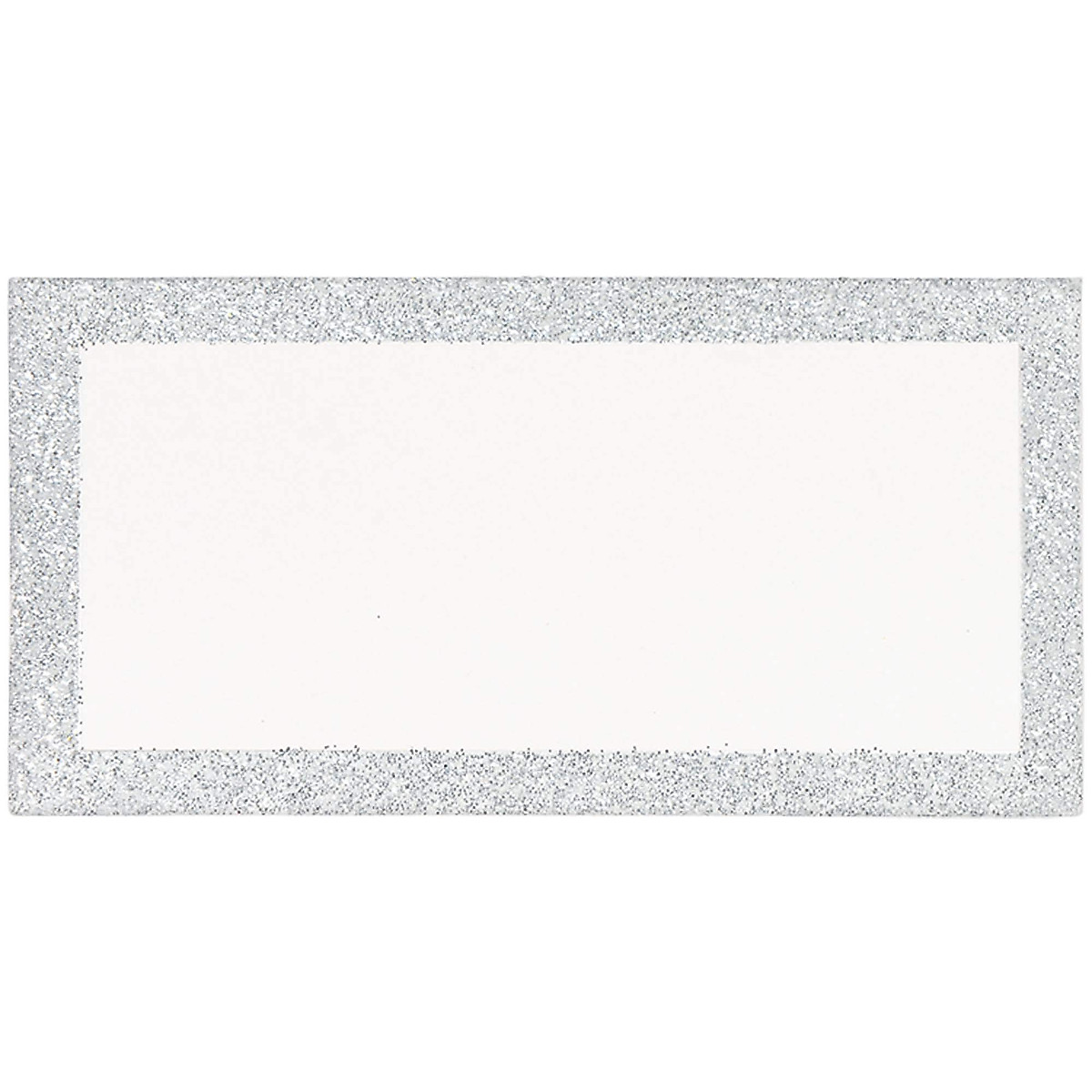Amscan Elegant Silver Glitter Place Cards - 2" x 4" (Pack of 50) | Premium Glittered Paper, Fancy-Shimmer Touch | Perfect for Weddings, Events, & Table Decor