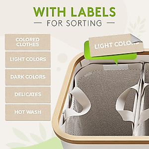 EDELFELD - Laundry Hamper with Lid [150L] - Collapsible Laundry Basket with Lid and 3 Sections - Large Hampers for Laundry with Removable Washing Bags - Freestanding Clothes Hampers for Laundry