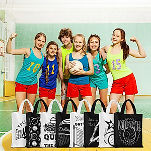 Kajaia 24 Pcs Party Treat Bag with Handles Reusable Goodie Favor Bag Non Woven Party Favor Bags Birthday Supplies(Volleyball)