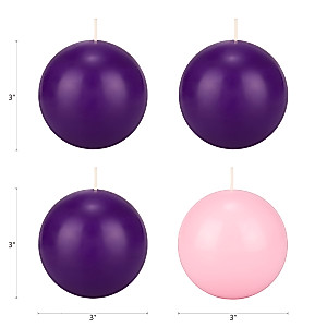 Mega Candles 4 pcs Unscented Christmas Advent Round Ball Candle, Hand Poured Premium Wax Candles 3 Inch Diameter, Holidays, Church, Decorations, Devotional, Celebration, Party & More