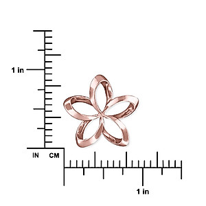 Sterling Silver with Rose Gold Tone Overlay 24mm Open Plumeria Pendant Necklace, 16+2" Extender