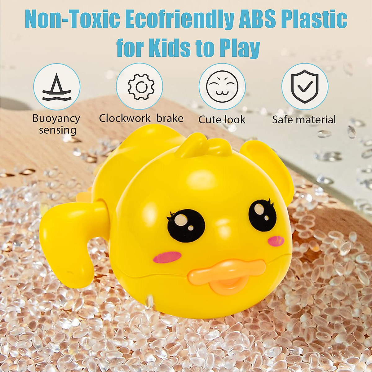 GRIKAI Bath Toys for Toddlers 1 2 3 4 Year Age Girl Boy Gift Mold Free, Baby Bathtub Wind Up Turtle for Infant 6,12,18 Month, Water Pool Swim Tub Toy Set 3-Pack (Turtle & Duck)