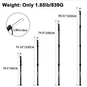 KOMCLUB Telescoping Tarp Poles Adjustable Tent Poles for Tarp Heavy-Duty Design Portable & Lightweight Fiberglass Tent Poles for Shelter Camping Awning 4 Sections Adjustable to 98.51 in(Set of 2)