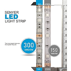 SENYERGIANT LED Strip Lights, 32.8 ft RGB Led Light Strip 600 LED 5050 SMD IP65 Waterproof RGB Flexible Light Strip Kit with 44 Key IR Remote RGB Controller, Strengthen Tape, 12V 5APower Supply12