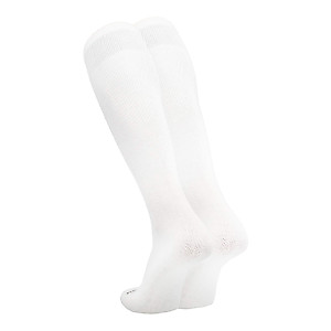TCK Flat Knit Sanitary Liner Baseball Socks (Large, White)