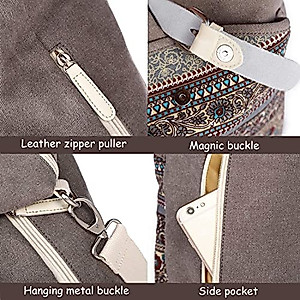 Womens Backpack Purse Canvas Purse 3-Way Crossbody Bag Boho Shoulder Tote Bags Girls (Grey - bohemian)