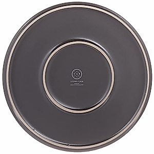 Stone Lain Stoneware Round Dinner Plates Set, 4-Piece, Black Matte