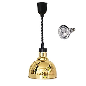 KOUWO 110V Food Heat Lamp Commercial Food Warmer Light Hanging Food Heating Lamps for Buffet,Kitchen,Restaurant,Catering (Gold)