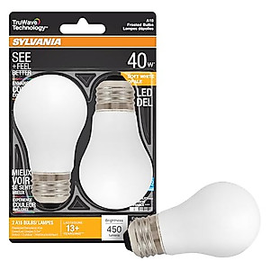 SYLVANIA LED TruWave Natural Series Ceiling Fan / Fixture Light Bulb, 40W A15 Soft White Medium Base, Dimmable, Frosted - 2 Pack