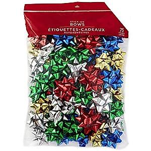 Christmas Ribbon Gift Bows Metallic, 100 Count, (2 Inch, Assorted Colors) for Holiday, Birthdays, Weddings, Baby Showers, Graduations