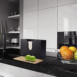 Cozee Bay Bamboo Paper Towel Dispenser, Paper Towel Holder with Lid for Home and Commercial, Wall Mount or Countertop for Multifold, C Fold, Z fold, Trifold Hand Towels (Black)