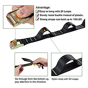 Ayaport Campsite Storage Strap 25FT Camping Lanyard Tent Hanging Organizer with 20 Loops 12 Hooks Must Have Tent Gear Camp Kitchen Accessories