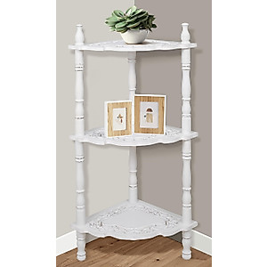 Corner Book Shelf, Corner Table, Corner Shelf Stand, Bathroom Corner Shelf, Corner Shelves for Small Space, Standing Shelf Units Home Office - (L 14.5X W 14.5X H 40 - Antique White)