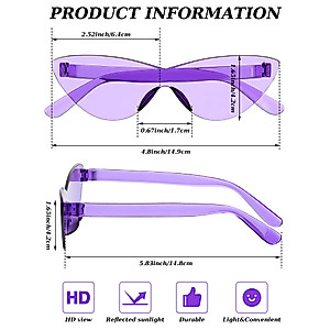 Weewooday 15 Pairs Candy Colored Rimless Sunglasses Cat Eye Colored Transparent Sunglasses for Women Men