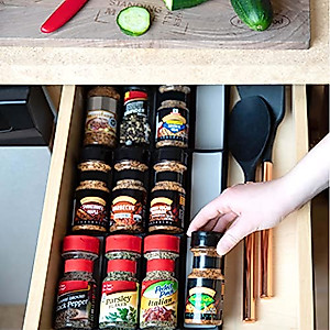 LIVORINI Spice Drawer Organizer | 3 Tier Kitchen Spice Rack Organizer for Drawer | Non-Skid storage Tray [2 Pack]