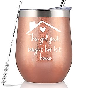 GEANHIL Christmas New Year Gift for New Homeowner-This Girl Just Bought Her 1st House-Housewarming Gift for Daughter Sister Niece Best Friends-Funny New Home Owner Present-12oz Tumbler Coffee Cup Mug