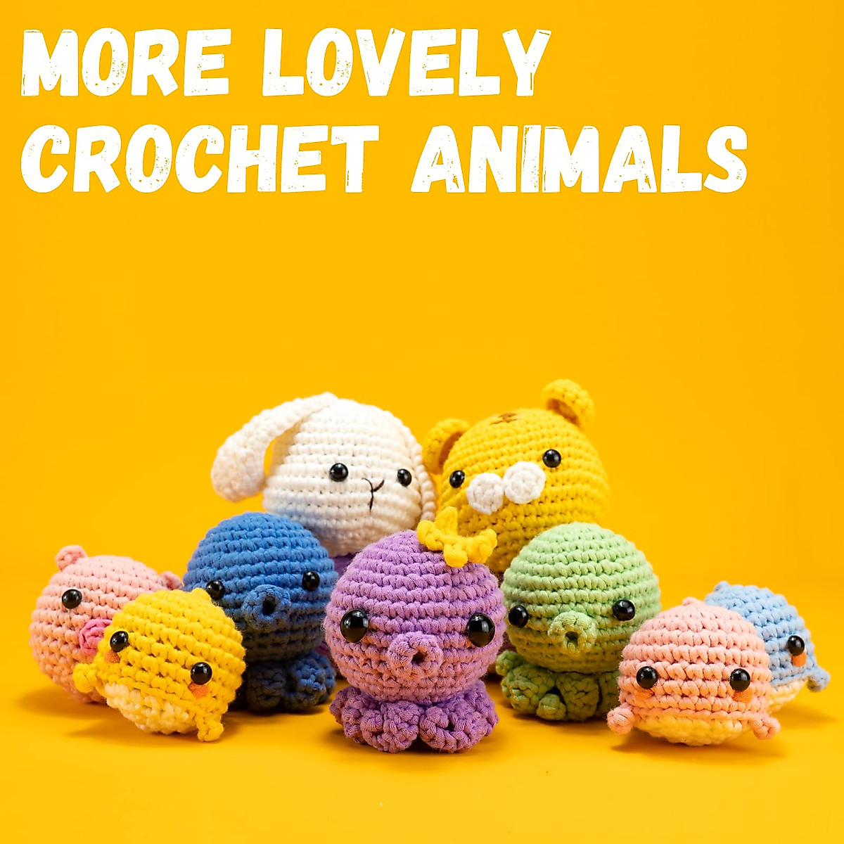 HEJIN Crochet Kit for Beginners, Beginner Crochet Kit for Adults Kids, Octopus Crochet Animal Kit Include Videos Tutorials, Yarn, Eyes, Stuffing, Crochet Hook- Boys and Girls Birthdays Gift