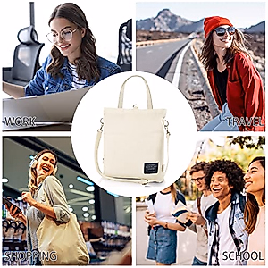 LOLAGIGI Canvas Shoulder Tote Bag for Women Adjustable Crossbody Handbag Casual Aesthetic Hobo Bag Utility Satchel Shoulder Backpack with Zipper Pocket, Suit for Girl Teens School Work Travel, Beige