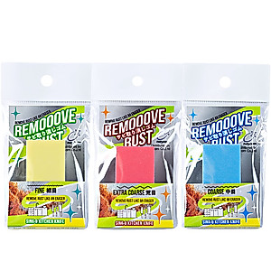 Rust Eraser for Knives Kitchen Stoves Wood Finish and Bicycles Multi Purpouse Cleaning Rubber Eraser Remover Dirt Stains, Set of 3 (Fine, Coarse, Extra coarse) Made in Japan