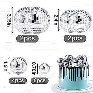 14 Pcs Disco Ball Cake Topper, Disco Cake Decorations for Birthday, Bachelorette Party, 70s 80s 90s Theme Disco Party Decorations Supplies